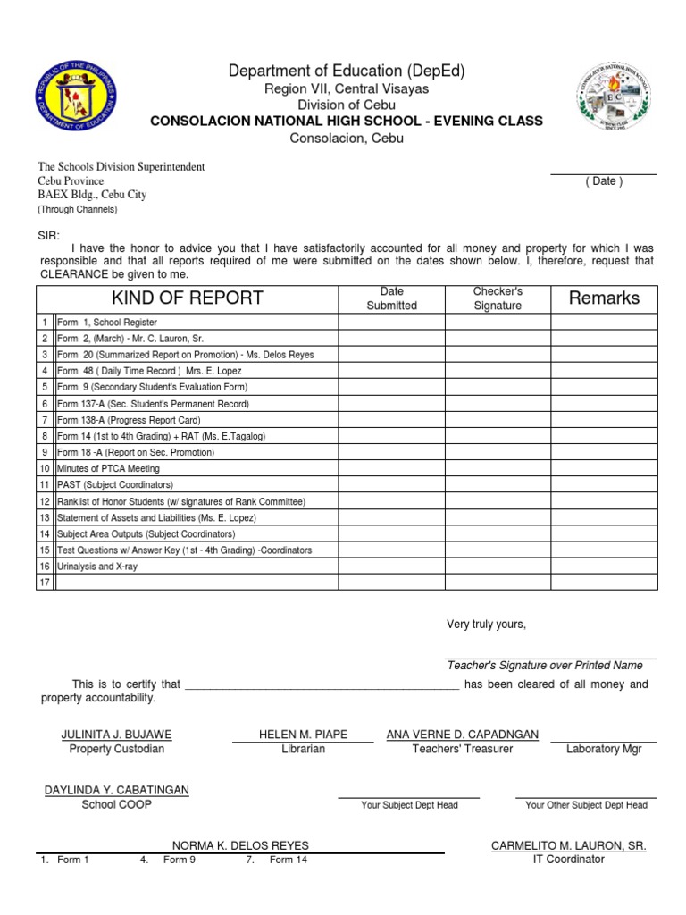 Kind of Report Remarks: Department of Education (Deped) | PDF | Schools ...