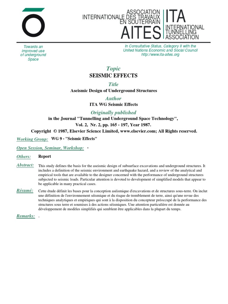 Aseismic Design of Underground Structures | PDF