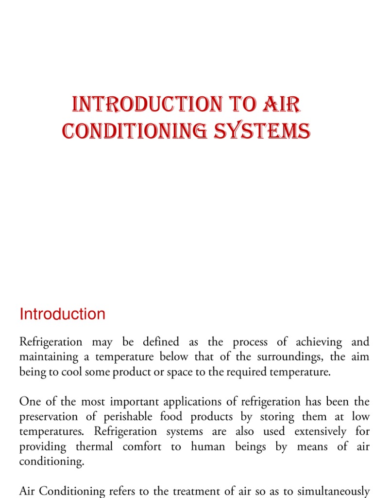 Introduction To Air Conditioning Systems | PDF | Air Conditioning ...