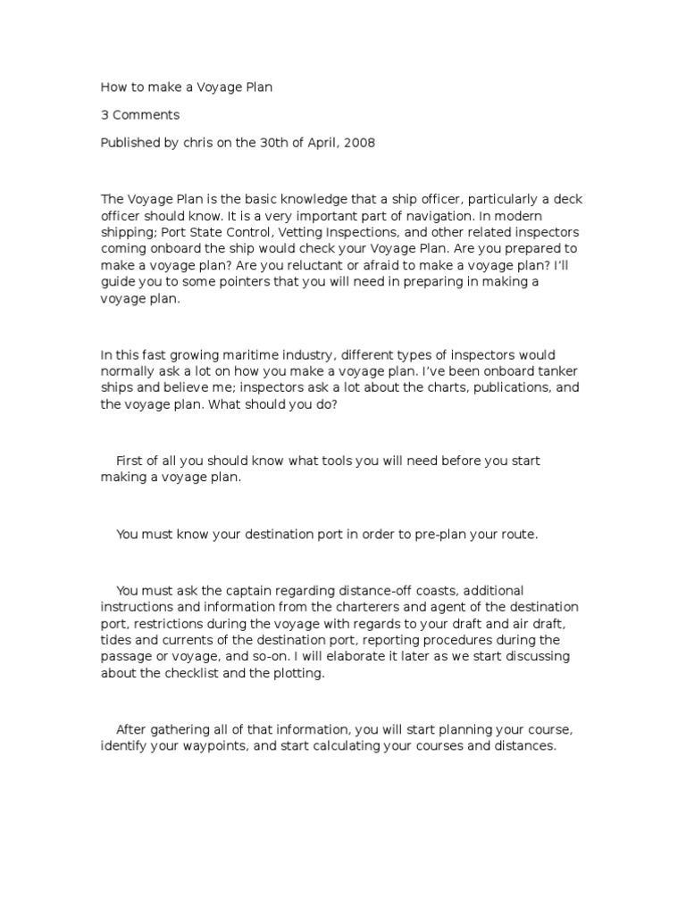 How to Make a Voyage Plan | Navigation | Ships