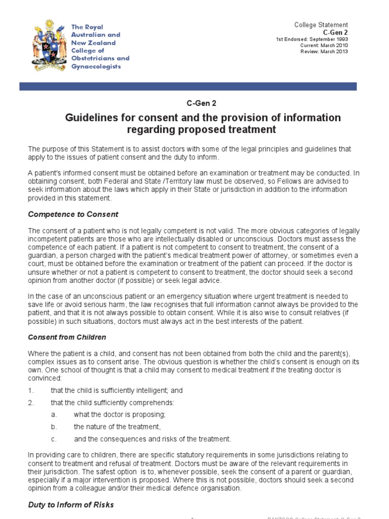 Guidelines For Consent | Download Free PDF | Physician | Consent