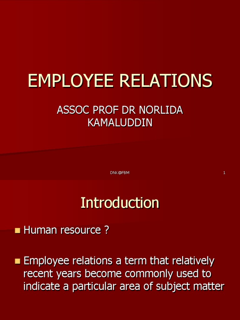 Employee Relations PPT 1 | Industrial Relations | Employment