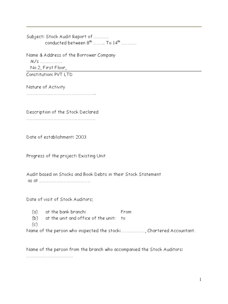 22 Stock Audit Report Format | Debits And Credits | Stocks
