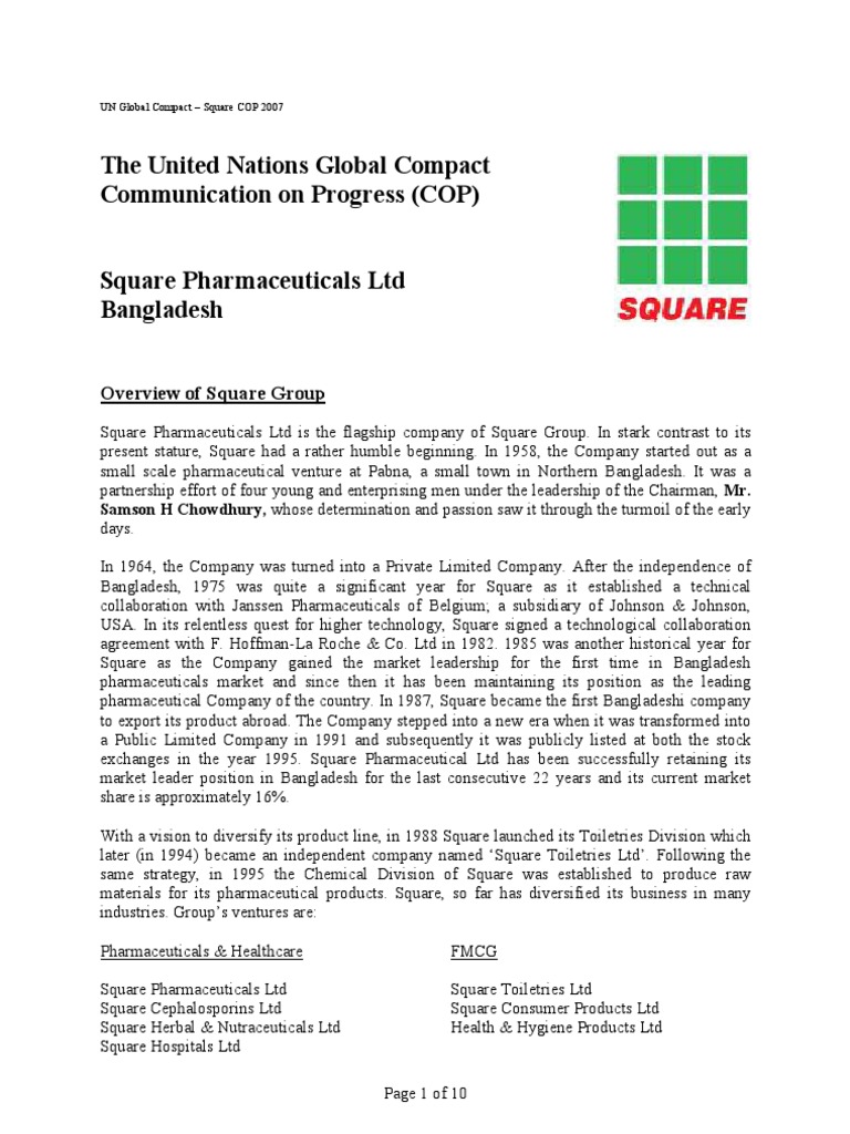 The United Nations Global Compact Communication On Progress (COP) | PDF ...