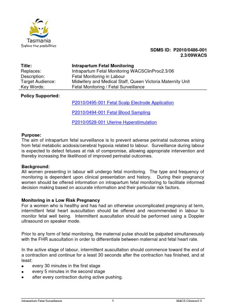 Intrapartum Fetal Monitoring Guidelines | PDF | Motherhood | Childbirth