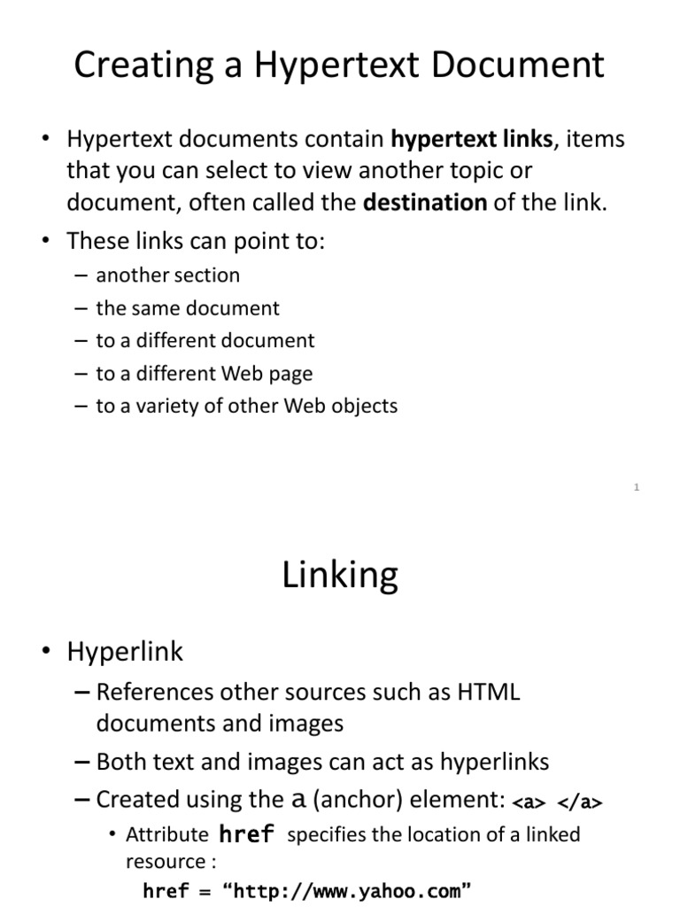 Creating A Hypertext Document | PDF | Hyperlink | Html Element