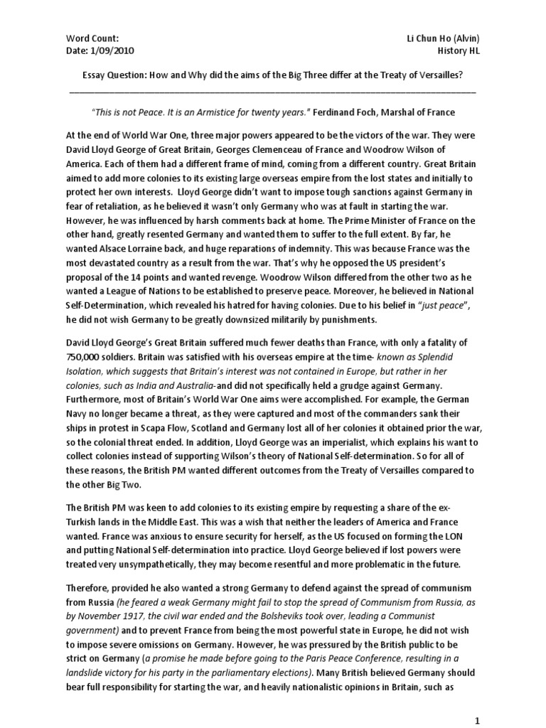 Essay Question How and Why Did The Aims of The Big Three Differ at The ...