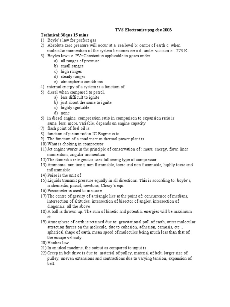 TVS Interview | PDF | Gas Compressor | Diesel Engine