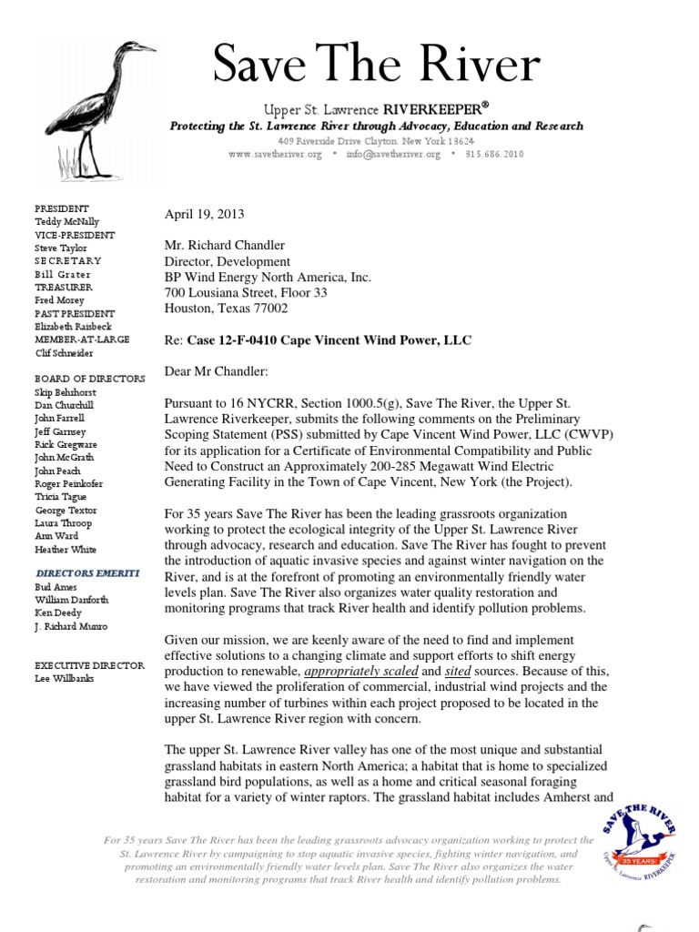 Save The River 2013 04 19 Comment LTR On CVWP PSS | PDF | Bird ...