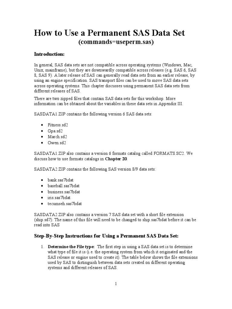 b600 Use Permanent Data | PDF | Sas (Software) | Computer File