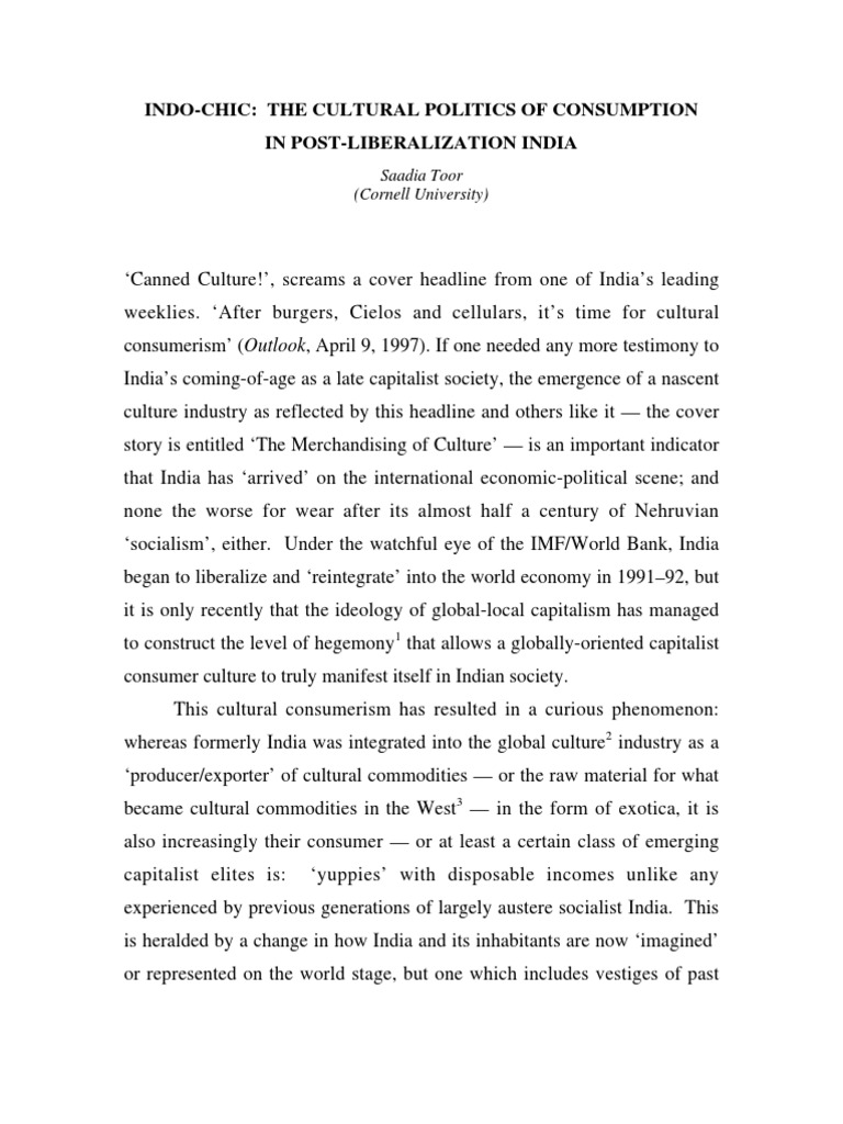 Saadia Toor - Indo-Chic - The Cultural Politics of Consumption in Post ...