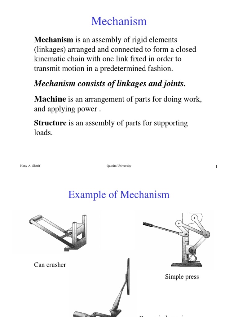 Mechanism: Mechanism Is An Assembly of Rigid Elements | PDF