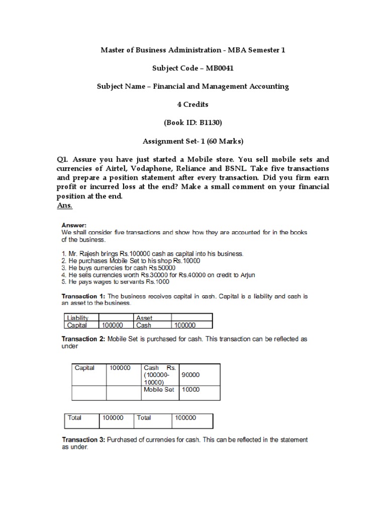 Financial and Management Accounting | PDF | Business