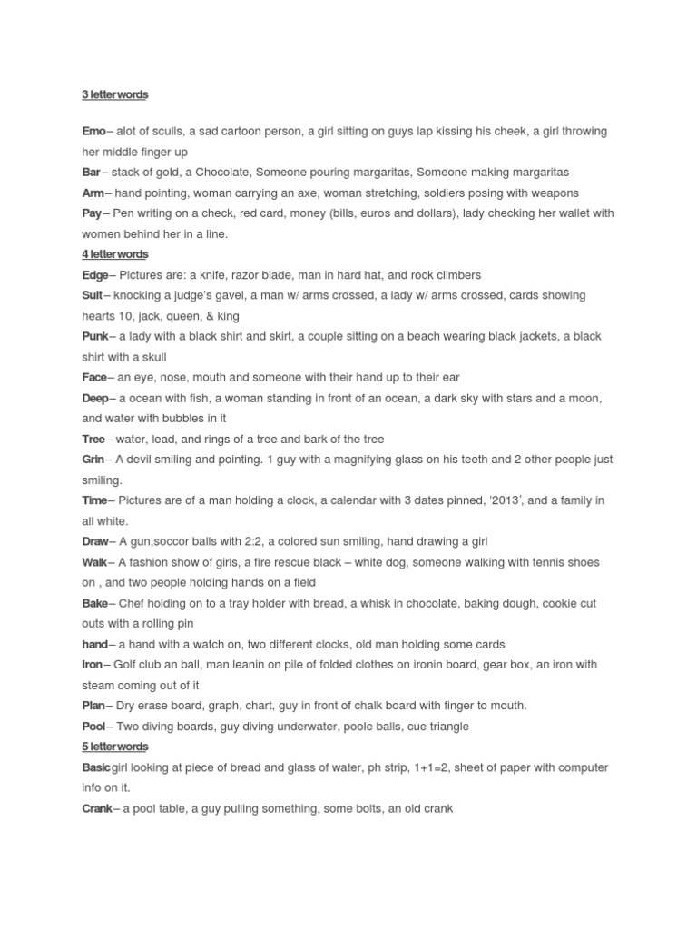 4 Pics 1 Word Answers | PDF | Leisure | Foods