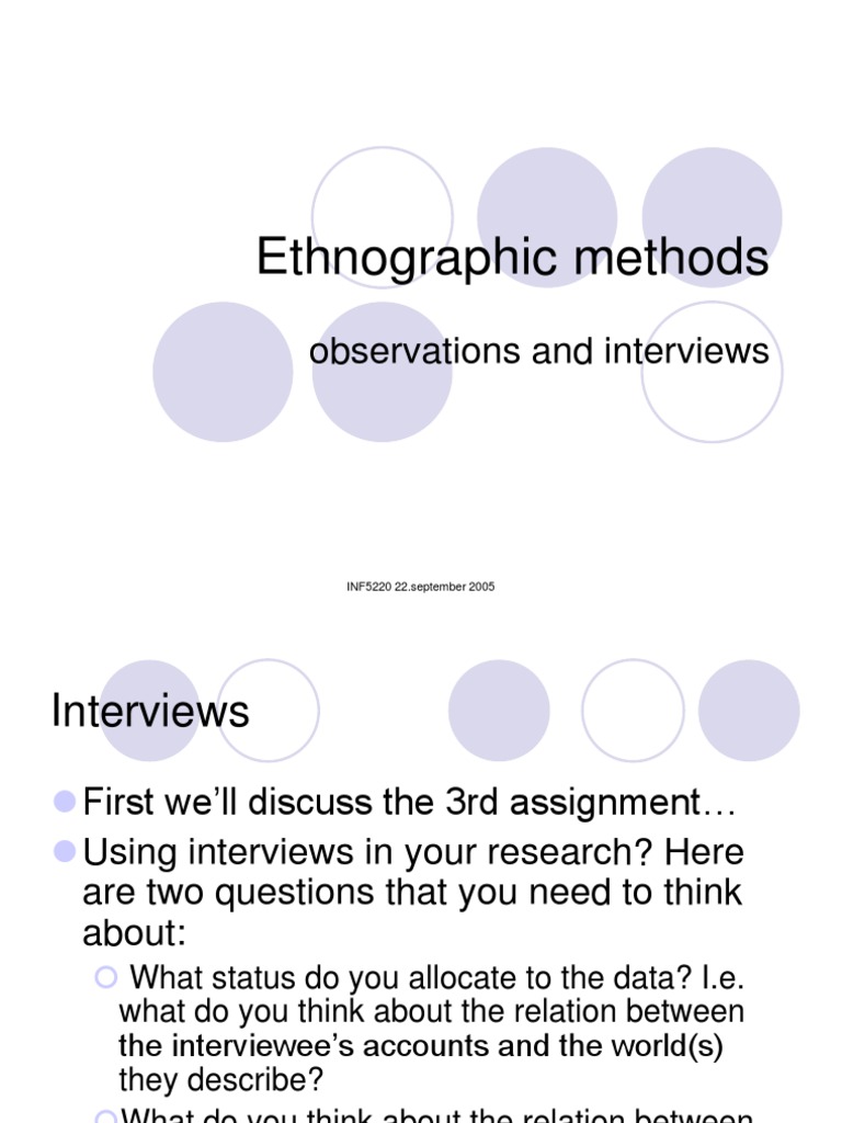 Ethnographic Methods | Ethnography | Interview