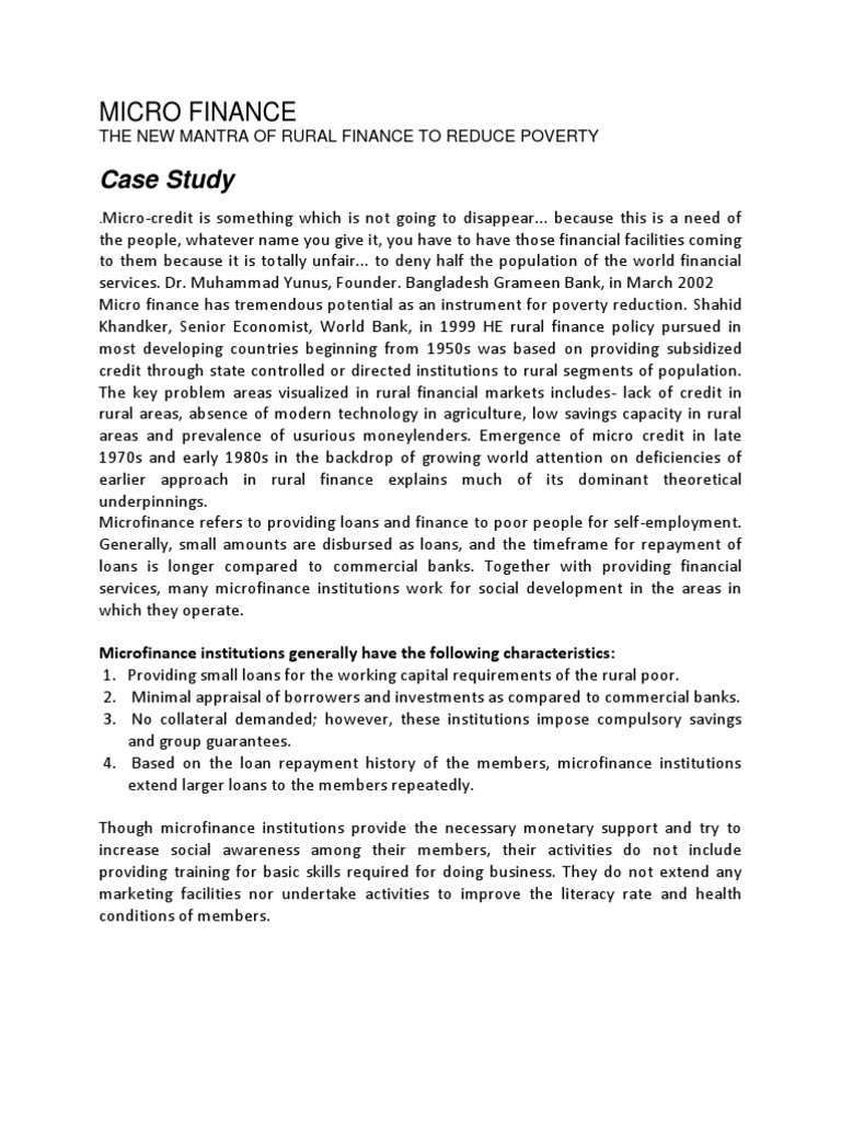 Micro Finance | PDF | Grameen Bank | Microfinance