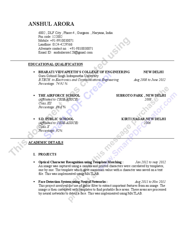 Anshul Arora - Resume | PDF | Mobile Device | Computing