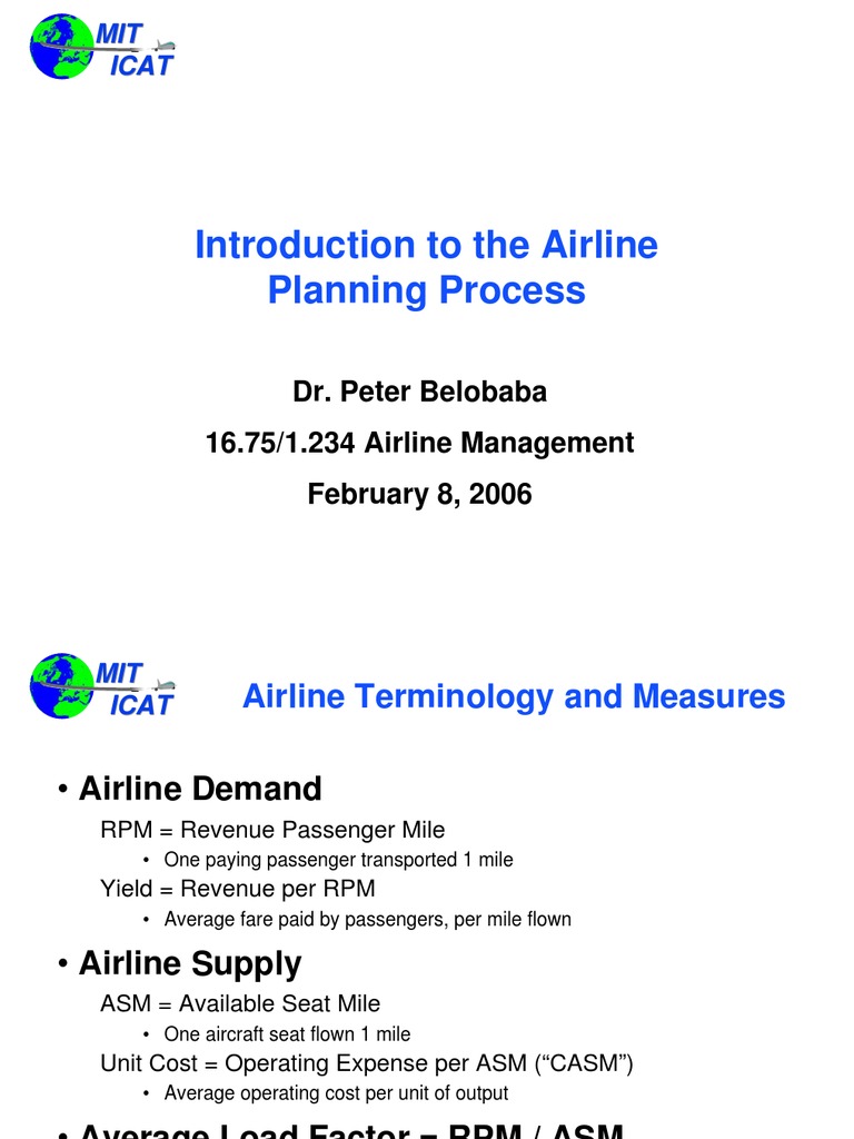 Introduction To The Airline Planning Process: MIT Icat | PDF | Airlines ...