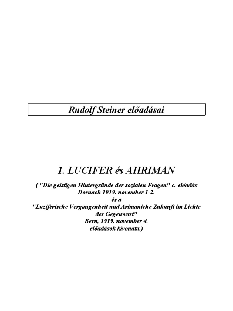 Rudolf Steiner Lucifer Ahriman | PDF