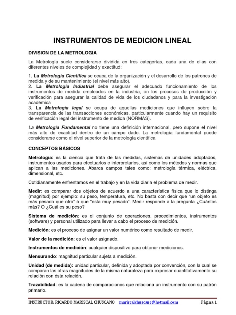 Instrumentos de Medicion Lineal Evaluacion 01 | PDF | Metrología | Decimal