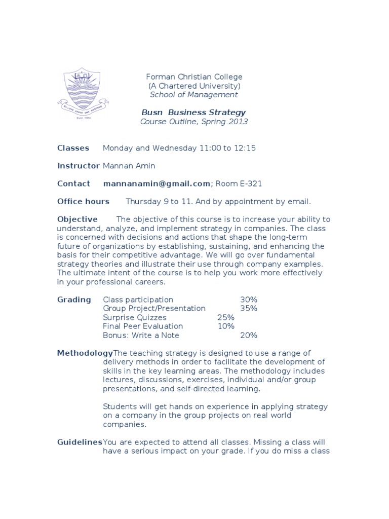 Business Strategy Course Guide | PDF | Strategic Management | Analysis