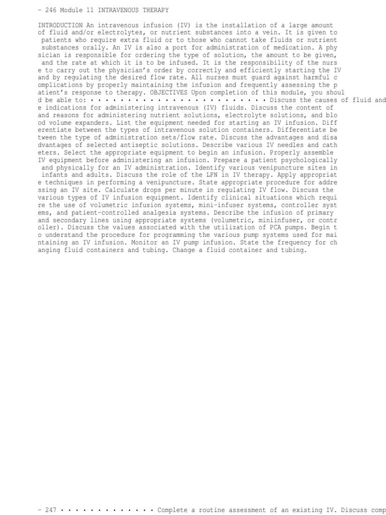 52389924-IV-therapy Notes | PDF | Intravenous Therapy | Electrolyte