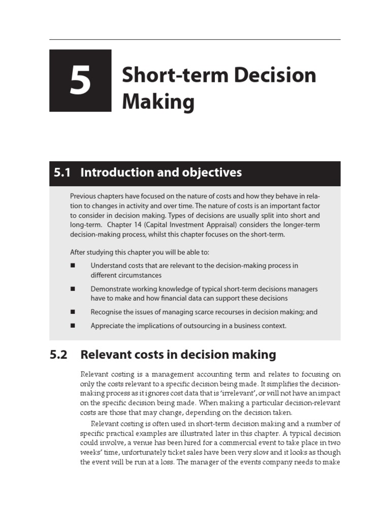 Short Term & Long Term Decision Making | Goal | Management Accounting