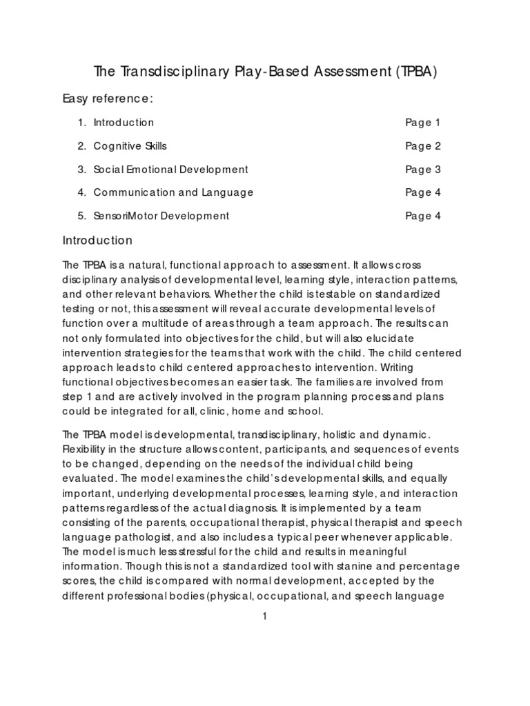 Tpba Pdf Child Development Relationships