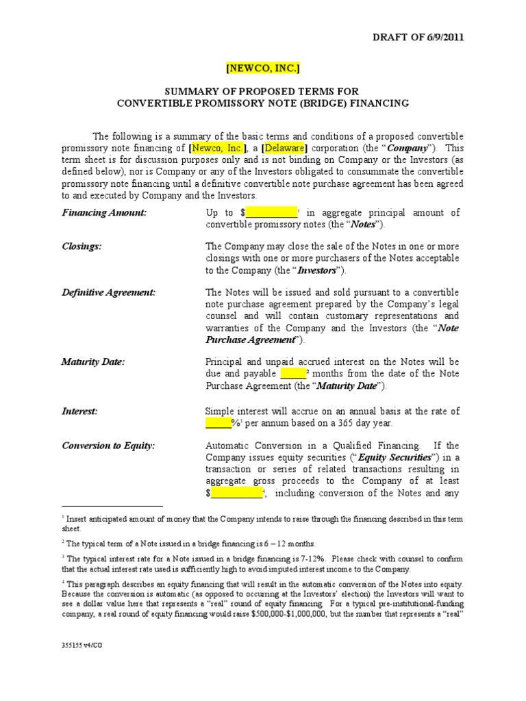 TechStars Bridge Term Sheet-2 | PDF | Valuation (Finance) | Stocks