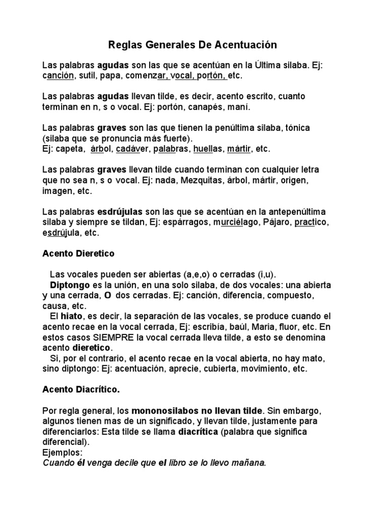 Reglas de Acentuación en Español | PDF