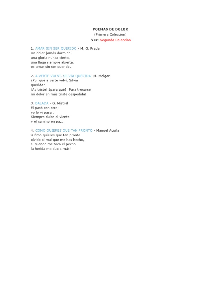 Poemas Cortos de Dolor y Tristeza | PDF | Poesía | Clásicos