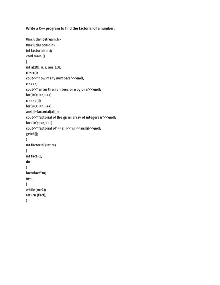 C++ Program - Factorial Using Function | PDF | Teaching Methods & Materials