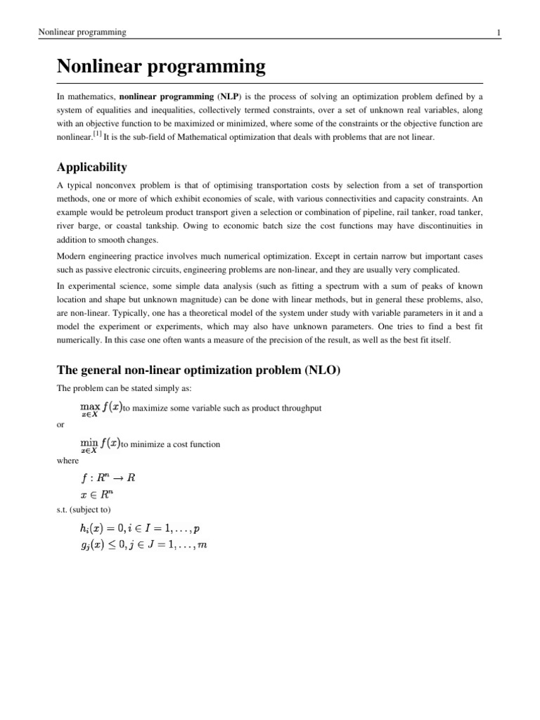 Nonlinear Programming | PDF | Nonlinear Programming | Mathematical ...