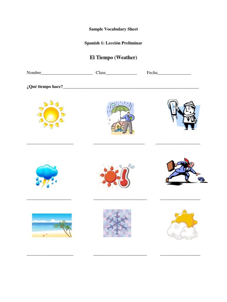 Vocabulario del Clima y Estaciones | PDF | Estudios de idiomas extranjeros