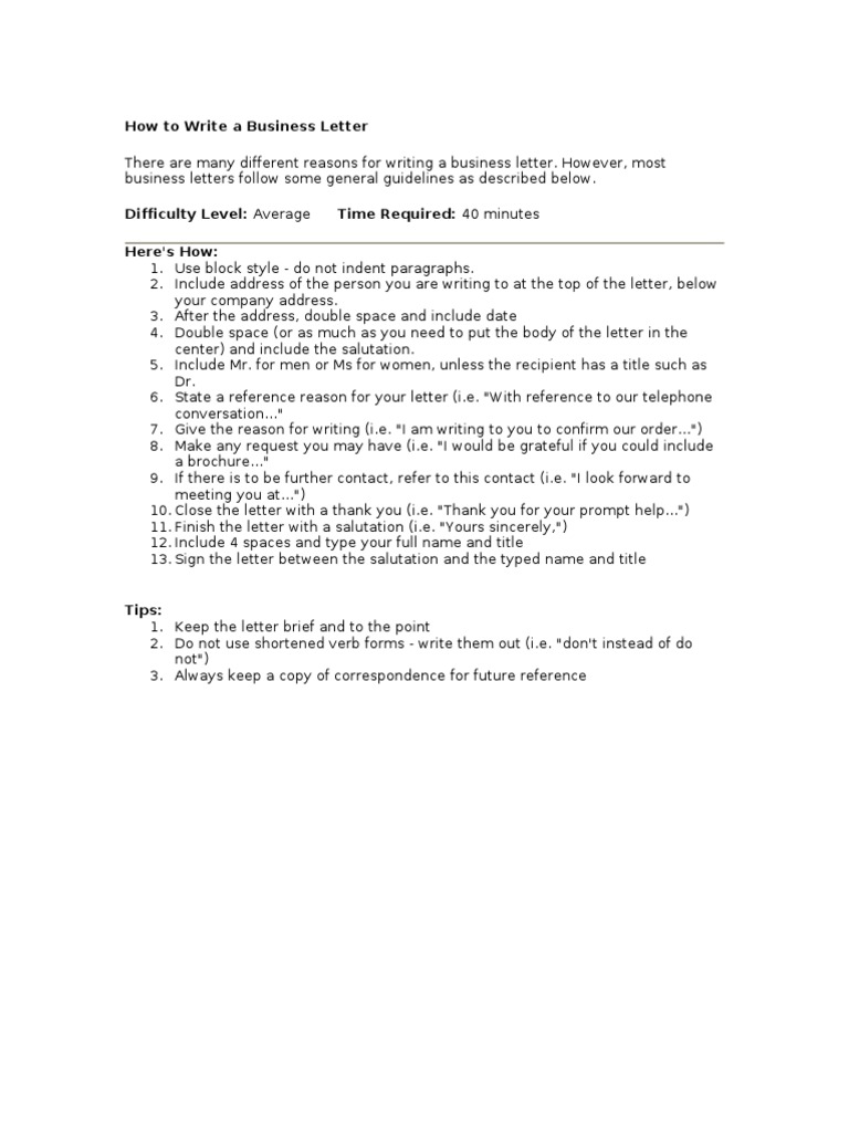 Sample Business Letter. | Download Free PDF | Communication