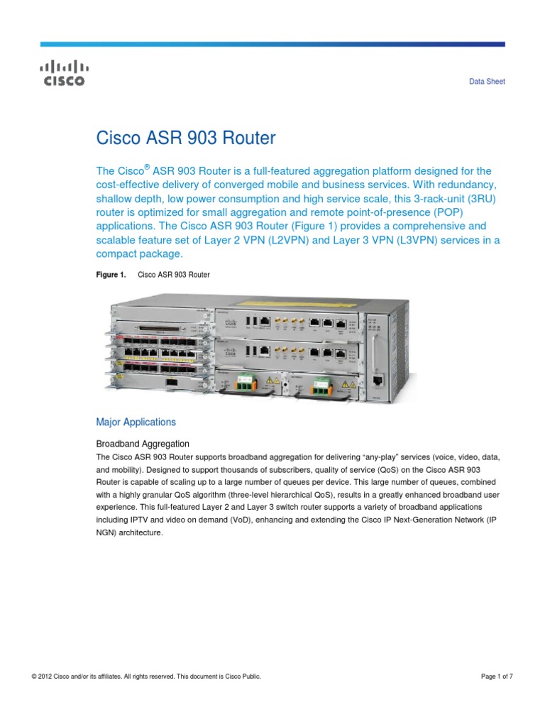 Data Sheet ASR903 | PDF | Quality Of Service | Router (Computing)