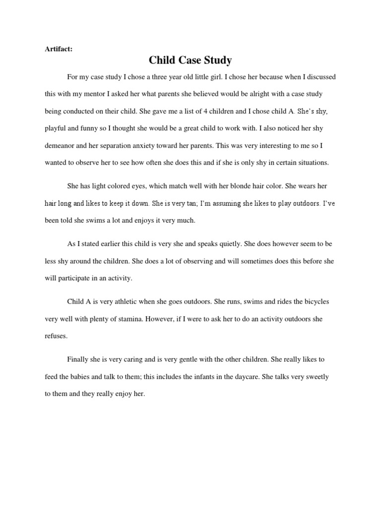 Child Case Study: Artifact | Download Free PDF | Infants ...