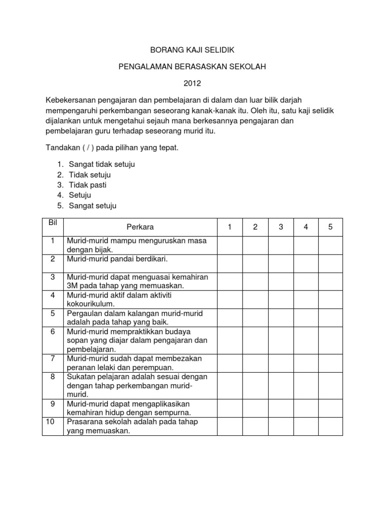 Borang Kaji Selidik | PDF