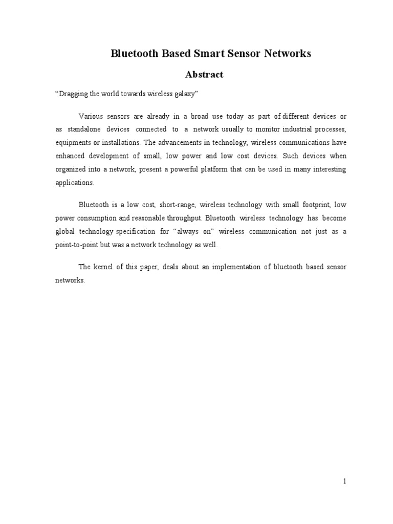 Bluetooth Based Smart Sensor Networks: An Implementation of a Bluetooth ...