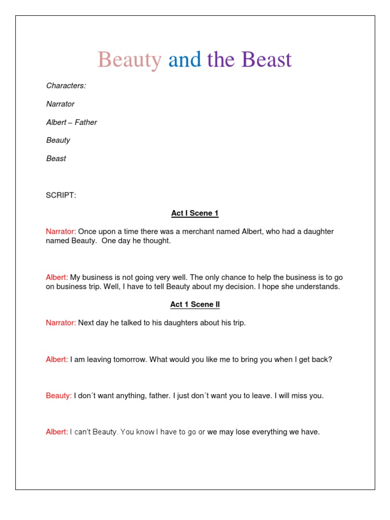 Beauty and The Beast Script | PDF