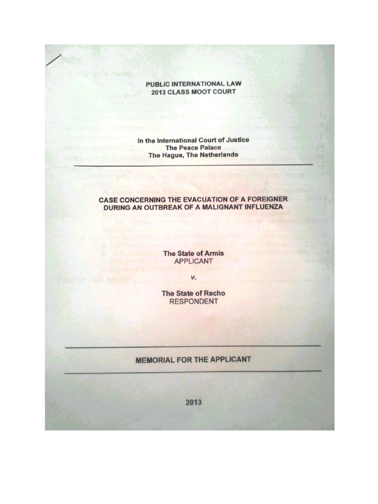 Moot Court Applicant Memorial | PDF | Foreign Language Studies
