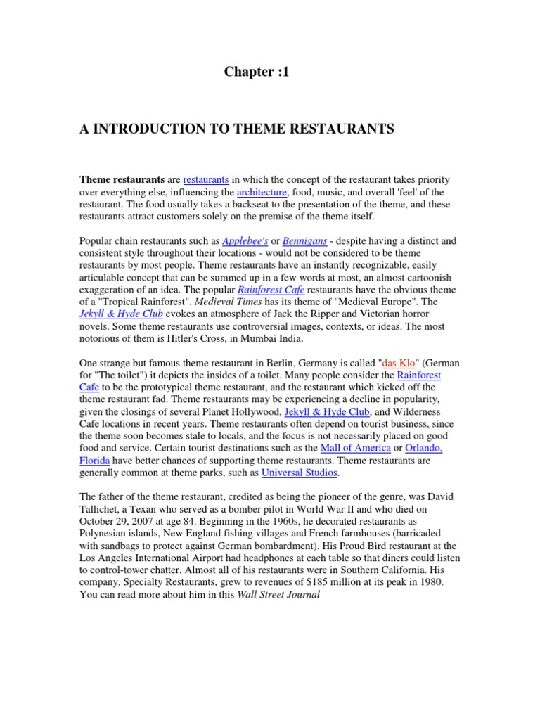 Understanding Theme Restaurants | PDF | Gastronomy | Restaurants