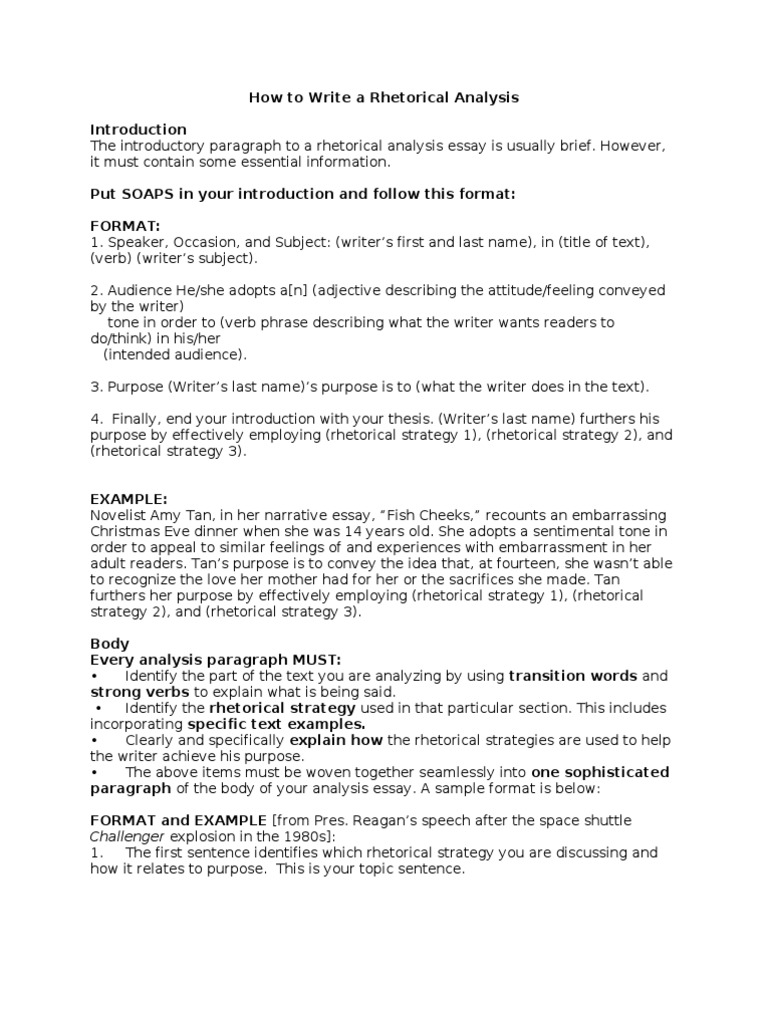 Rhetorical Analysis - How To Write A Rhetorical Analysis | PDF ...