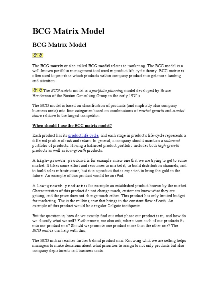 BCG &ansoff Matrix | PDF | Strategic Management | Business Economics