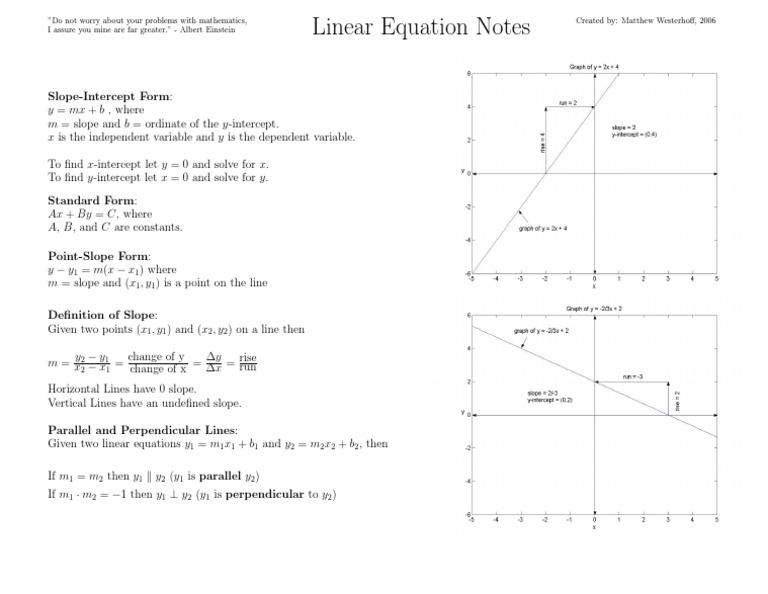 Linear Equation Notes | PDF | Teaching Methods & Materials