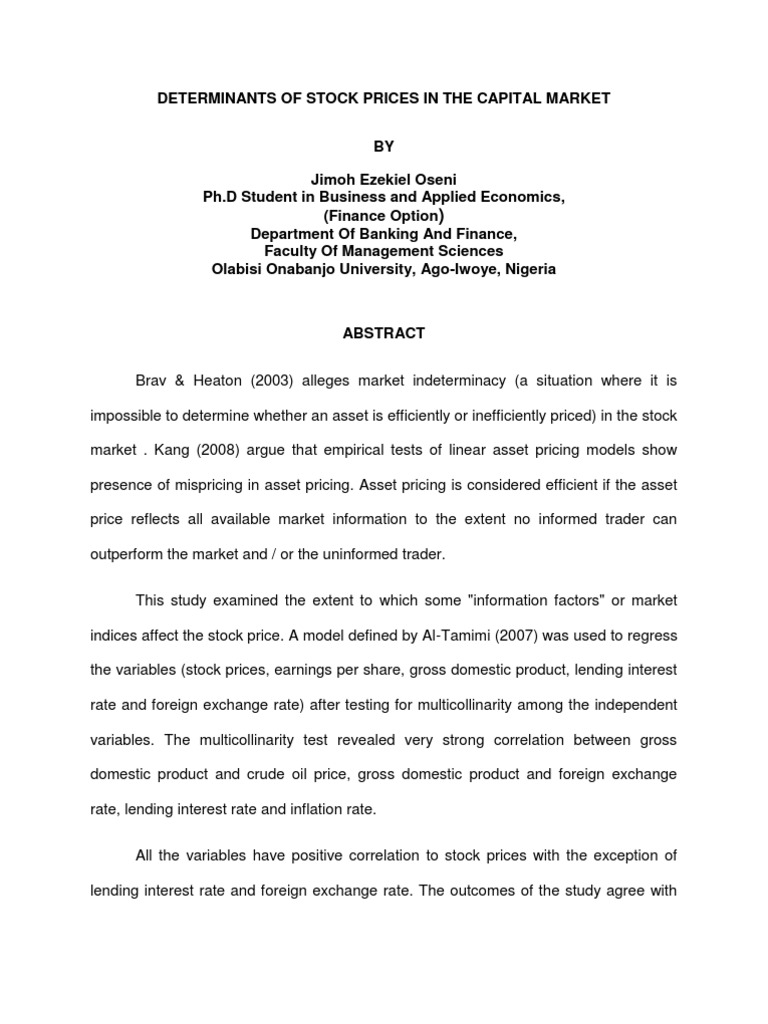 Finance Thesis | Cost Of Capital | Multicollinearity