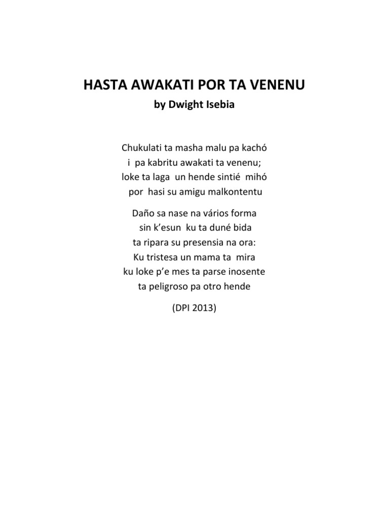 HASTA AWAKATI POR TA VENENU by Dwight Isebia | PDF | Ciencias sociales ...