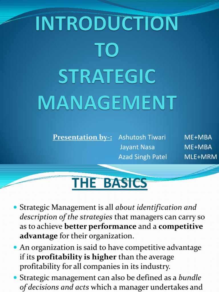 1 Introduction To Strategic Management | PDF | Strategic Management | Goal