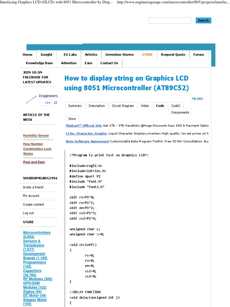 Interfacing Graphics LCD (GLCD) With 8051 Microcontroller by Displaying String On It123 | PDF ...