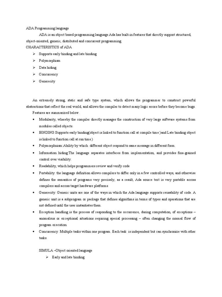 ADA Programming Language | PDF | Object (Computer Science) | Object ...